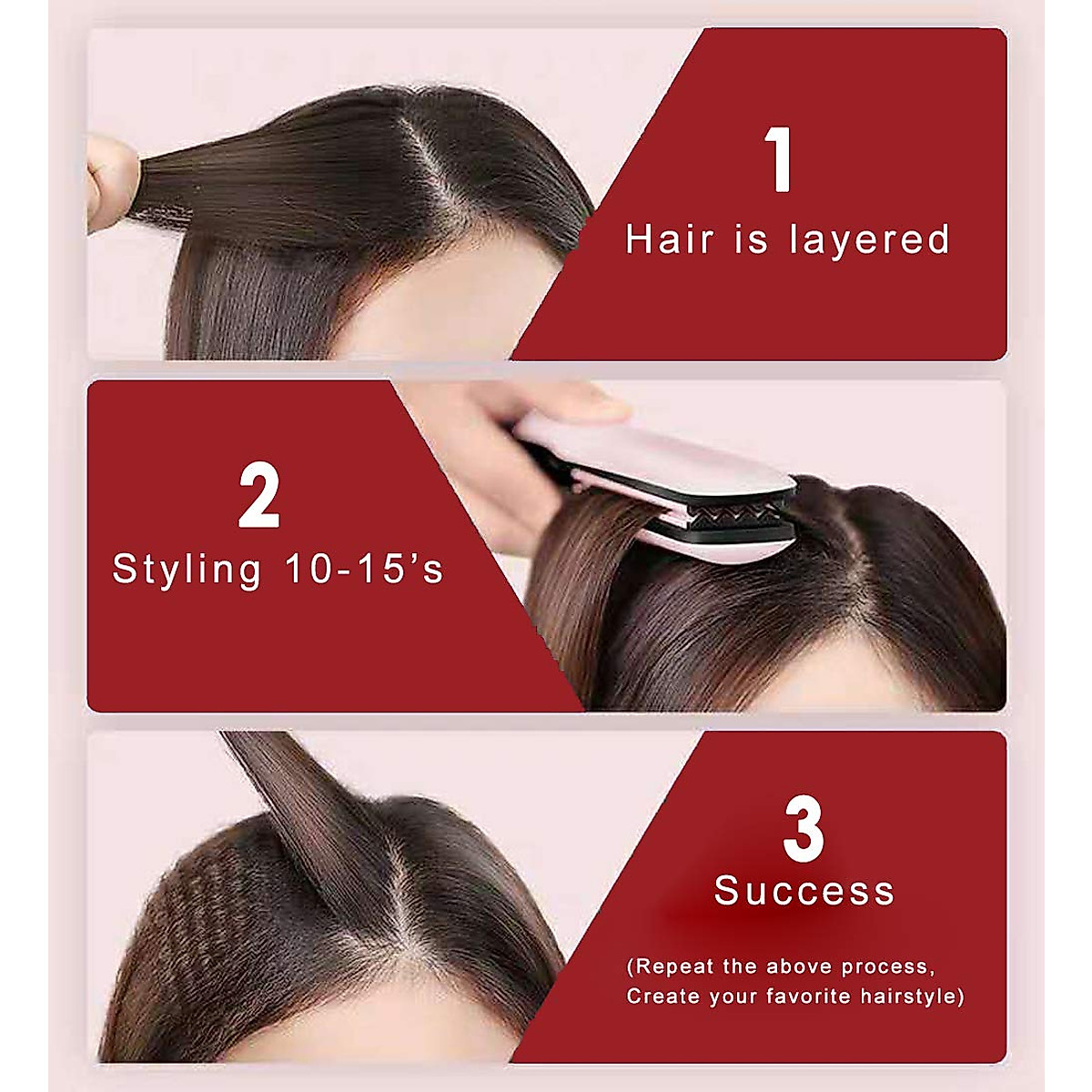 MBHAIR Ceramic Crimper Iron for Fluffy Hairstyle Curling Iron, Corrugation Crimper Hair Irons, Anti Static Ceramic Hair Crimping Iron Adjust Temperature (Red)