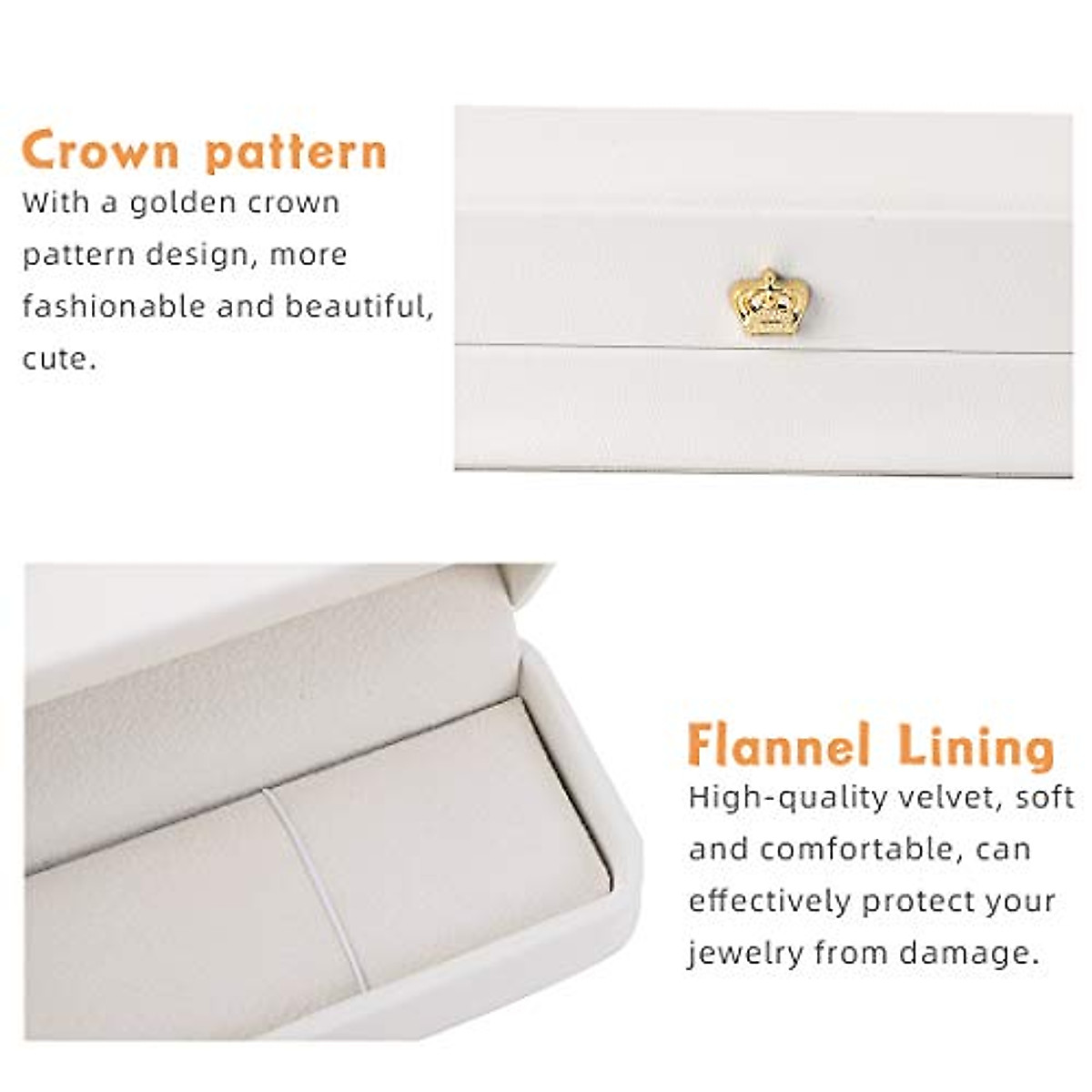 iSuperb Set of 2 Long Chain Necklace Box Velvet Interior Jewelry Gift Box Case Necklace Pendant Box Bracelet Box Jewelry Display for Wedding Engagment