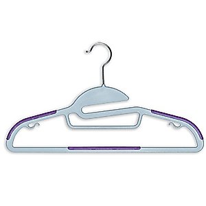 BriaUSA Dry Wet Clothes Hangers Amphibious Purple with Non-Slip Shoulder Design, Steel Swivel Hooks – Set of 10