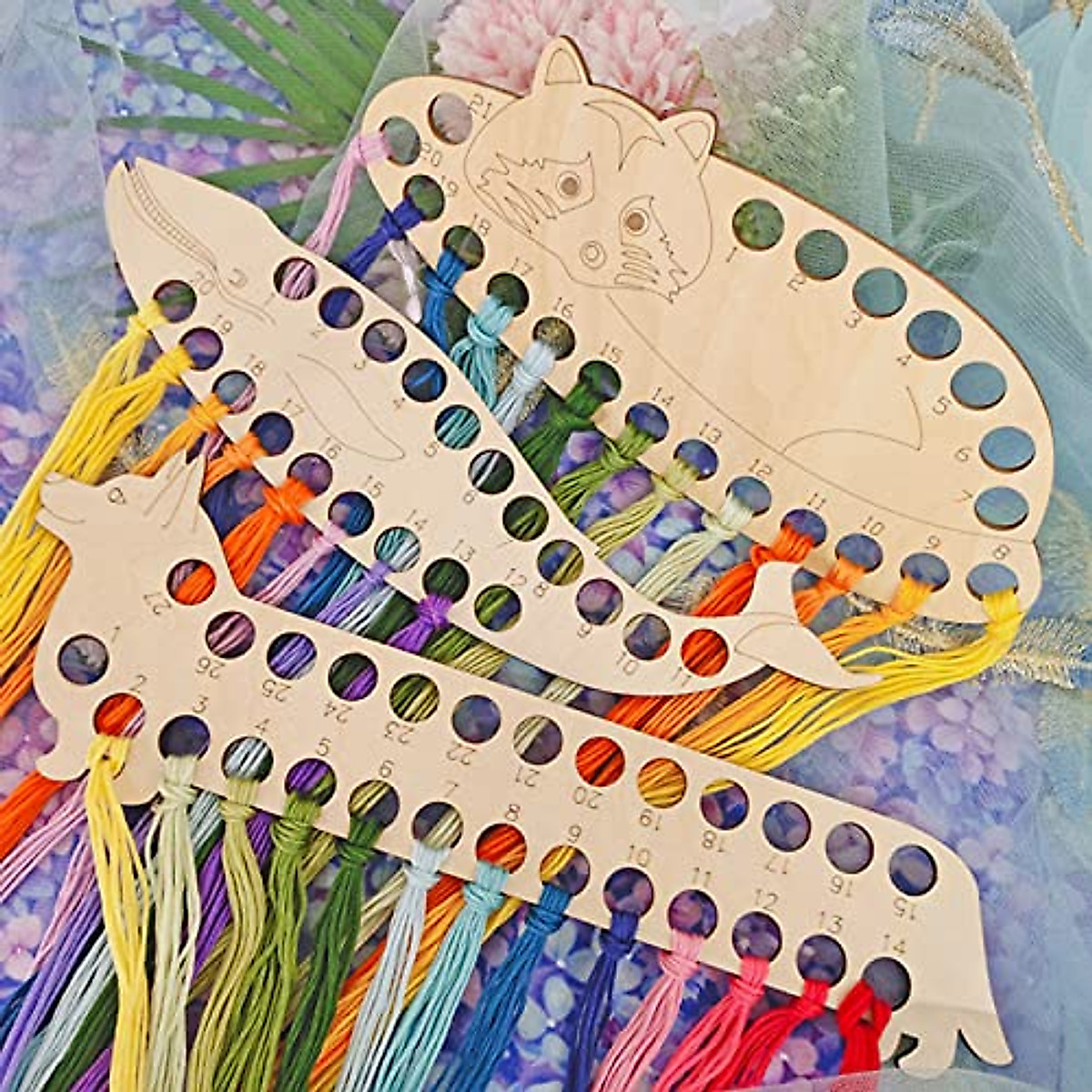 3Pcs Floss Organizer Embroidery Shelf, Cute Animal Shape Embroidery Floss Organizer,Thread Organizers for Cross Stitch Embroidery Thread Holder