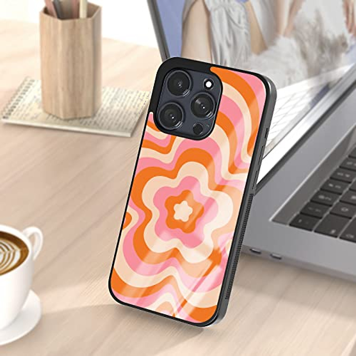 Flower Printing Phone Cases Kawaii for Girls Aesthetic iPhone 5 6 7 8 11 12 13 14 Pro Max Plus Mini Xr Xs SE, Samsung Note 7 8 9 10 20 Ultra Plus, Moto G100 Edge S, Pixel 6 6Pro 7 Pro, (Orange)