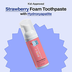autobrush Kids Fluoride-Free Foaming Toothpaste Strawberry Flavor for Electric or U-Shaped Toothbrush, SLS-Free, Training Toothpaste, Anti-Cavity (2 Pack)