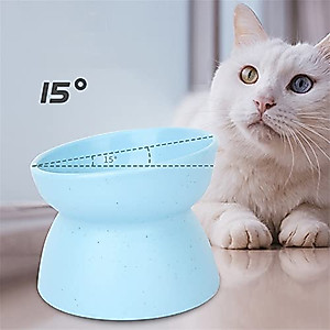 FUUIE Bowls for Food and Water High-Foot Pet Bowl Neck-Protecting Pet Feeder (Color : Blue)
