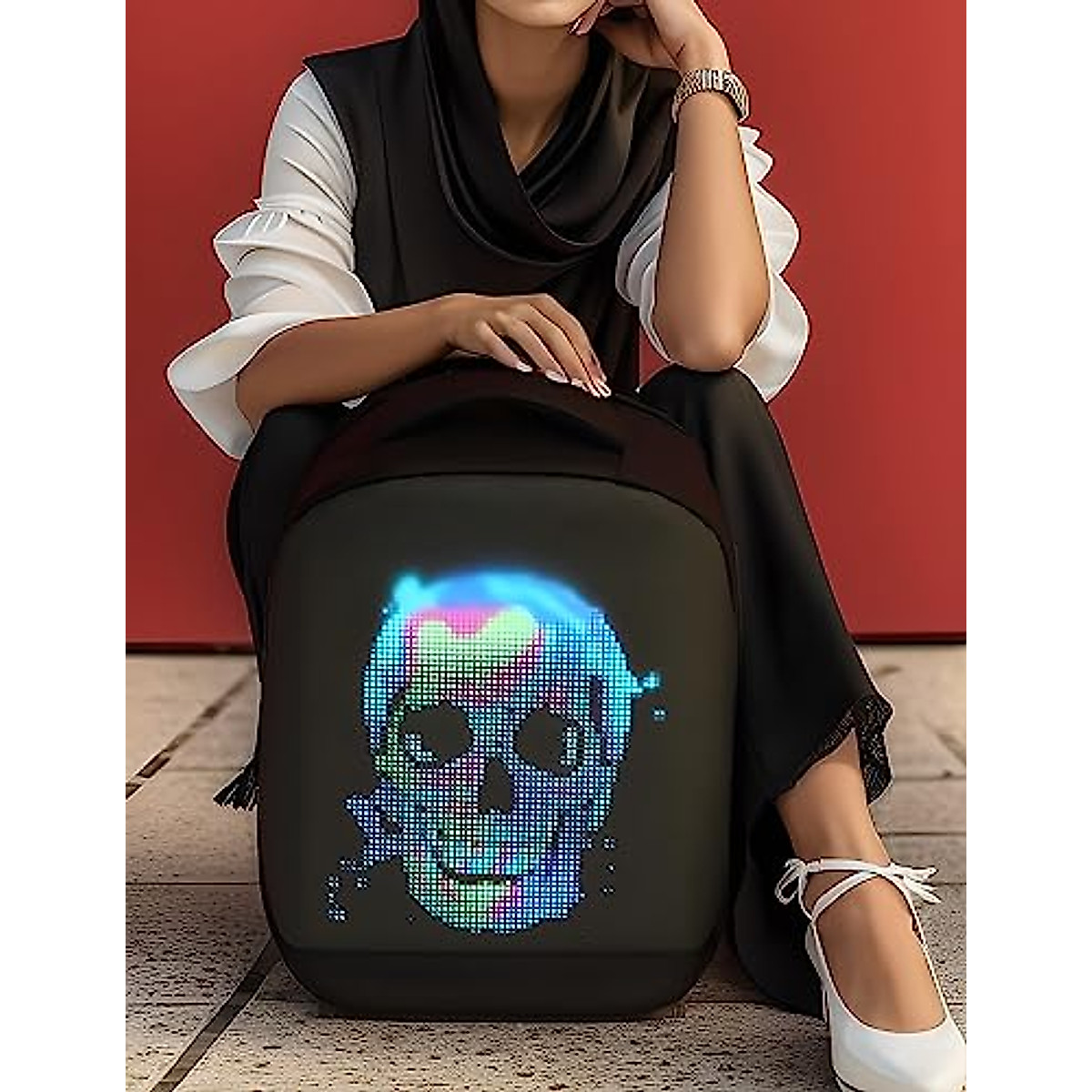 Novelty Smart LED Backpack Fashion Black Customizable Laptop Backpack Creative Christmas Gift School Bag (Black New Modol)