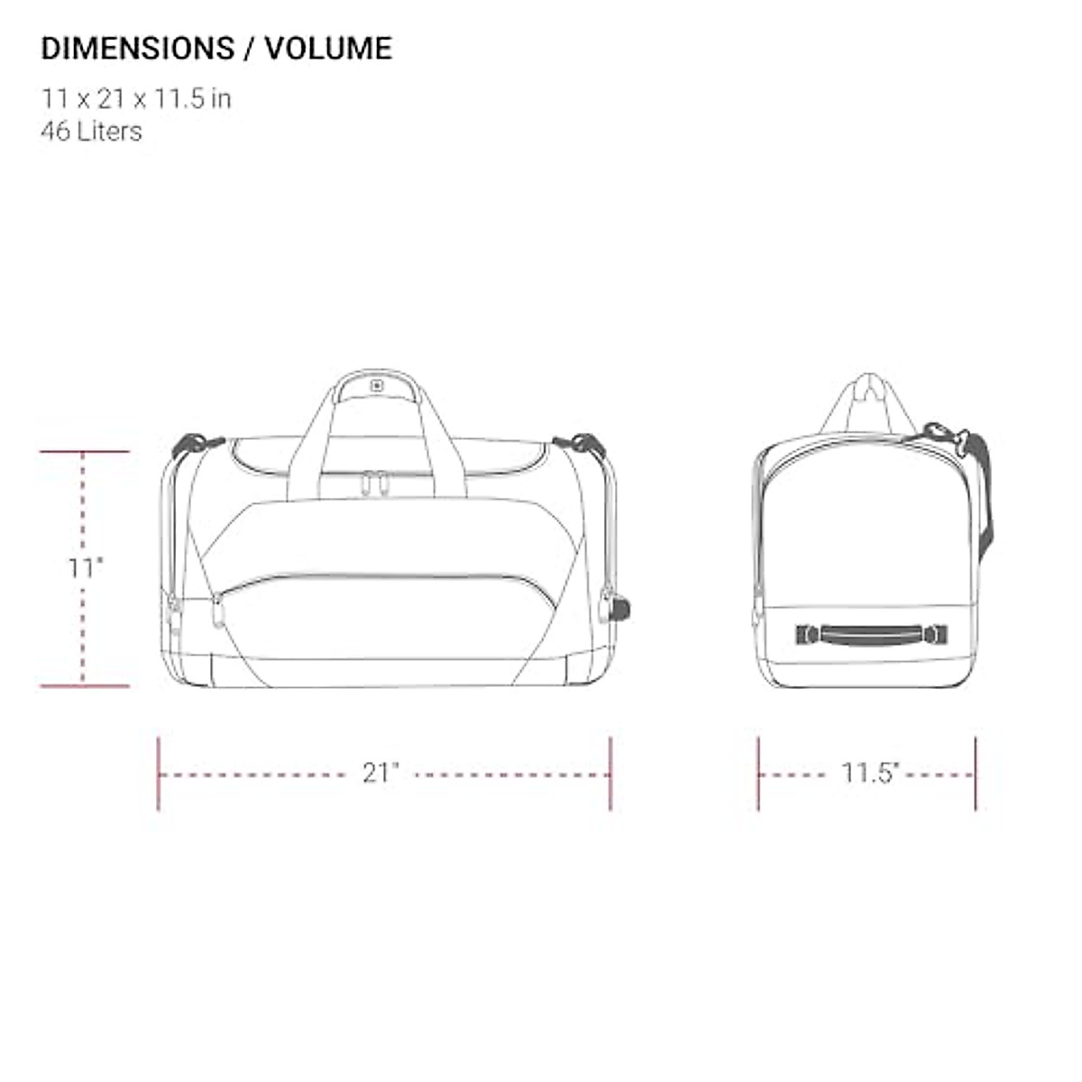 SwissGear 1900 Travel Duffle Bag, Black/Red, 22-Inch