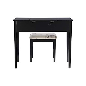 Linon Home Dcor Linon Black Butterfly Stool Vanity Set with Bench, 36"w x 18"d x 30"h,