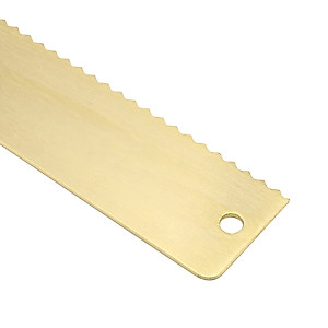 HEVSTIL 20CM Brass Ruler,Thicken Copper Ruler Straight Brass Ruler Copper Straight Ruler Wave Edge Math Ruler for Line Drawing,Gold