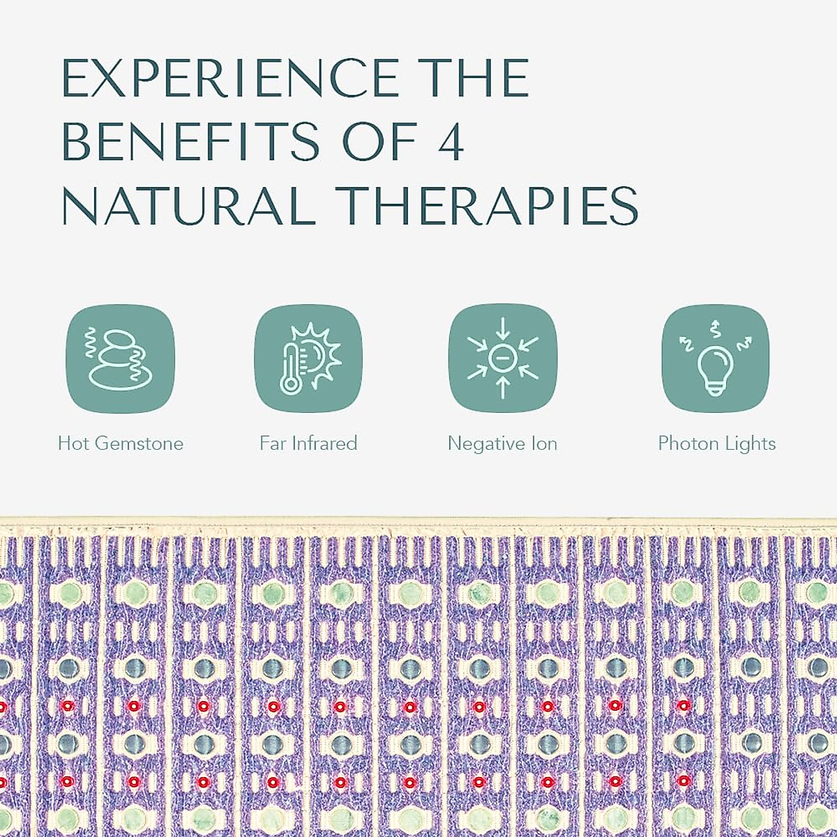 Healthyline Advanced Infrared Heating Pad - Amethyst, Tourmaline and Jade Gemstones - Photon Lights, Negative Ions and Hot Crushed Stones - TAJ Split Inframat Pro (1/2 King, Left)