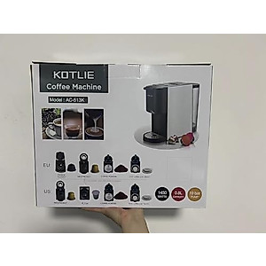 KOTLIE 4in1 Espresso Machine,Customize Volume Settings,Single Serve Coffee Maker for Nespresso original/K cups/L'OR/Ground Coffee/illy Coffee ESE,19Bar Espresso Maker,1450W Coffee Machine