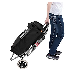 The ArtComber Folding Big Wheeled Portable Rolling Chair/Art Cart with Storage - Black