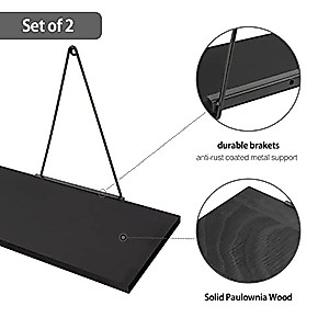 J JACKCUBE DESIGN - Black Wall Mount Bookshelves Set of 2, Wall Floating Shelf with Triangle Bracket, Corner Shelves Modern Book Storage Organizer for Office, Living Room, Office- MK602A