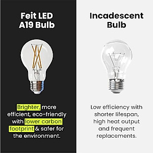 Feit Electric LED Clear A19 Medium Base Light Bulb - 60W Equivalent - 15 Year Life - 810 Lumen - 5000K Daylight - Dimmable | 4-Pack