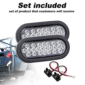 LEDVILLAGE 6 Inch Oval Clear Lens Amber Trailer Marker Lights 24 LED Turn Parking Signal Lamp SMD Plug & Rubber 3-Wire for Trailer Truck RV Pickup Van 12v DC (2 Pcs)