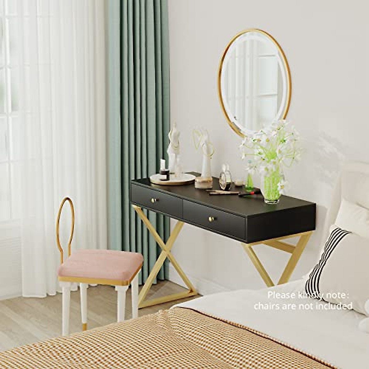 ACME Furniture Acme Coleen Desk, black & Brass Small