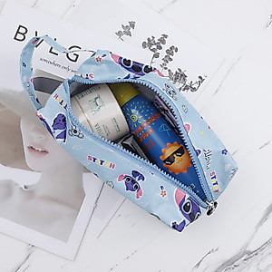 U-CHYTY Cartoon Kitty Makeup Bag with Makeup Brush Plush Stitch Cosmetics Case 8 Pcs Cosmetic Brush Kawaii Capacity Bag for Women -5