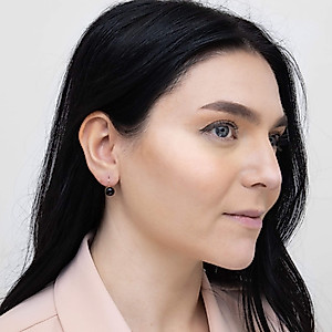 14K Gold Onyx Earrings - 14K Solid Yellow Gold Black Gemstone Drop Earrings, Dainty 8mm Round Stone, December Birthstone Leo Star Sign Birthday, Handmade Classic Elegant Jewelry Gift for Women