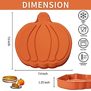 Dootafy Pumpkin Cake Pan 3 Pack Silicone Pumpkin Pancake Mold, 7 Inch Fall Cake Molds Pumpkin Layer Rainbow Baking Cake Pan for Halloween Thanksgiving