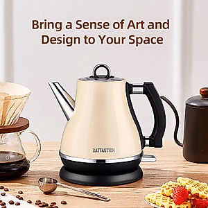 Electric Kettle, 1000W 1.2 Liter Small Hot water Kettle Electric with 100% 304 Stainless Steel Auto-shut off and Boil Dry Protection and fast-heating Electric Tea Coffee Kettle Yellow Color