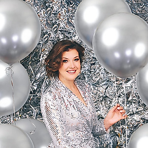 30pcs Silver Balloons 18 Inch Large Sliver Metallic Chrome Balloons Big Latex Balloons for Christmas Birthday Wedding Baby Shower Party Decorations