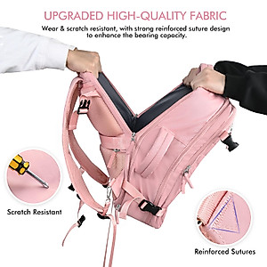 Beraliy Large Travel Backpack for Women, Personal Item Bag Airline Approved, Carry On Luggage, 17.3 inch Laptop Backpack, Waterproof Backpack,Hiking Backpack, Pink