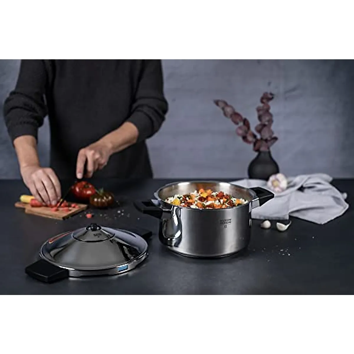 Kuhn Rikon Duromatic Inox Stainless Steel Pressure Cooker with Side Grips, Set of 2, 4 Litre and 6 Litre / 24 cm