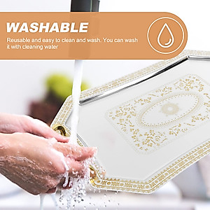 Cabilock Cake Platter Stainless Steel Serving Trays Food Platter Jewelry Tray with Handles Farmhouse Butler Platters for Appetizer Coffee Candle Perfume 35. 7x25cm Decorative Tray