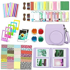 Leebotree Instant Camera Accessories Compatible with Fujifilm Instax Mini 11 Instant Film Camera Include Case/Album/Wall Hang Frames/Film Frames/Border Stickers/Corner Stickers (Lilac Purple)