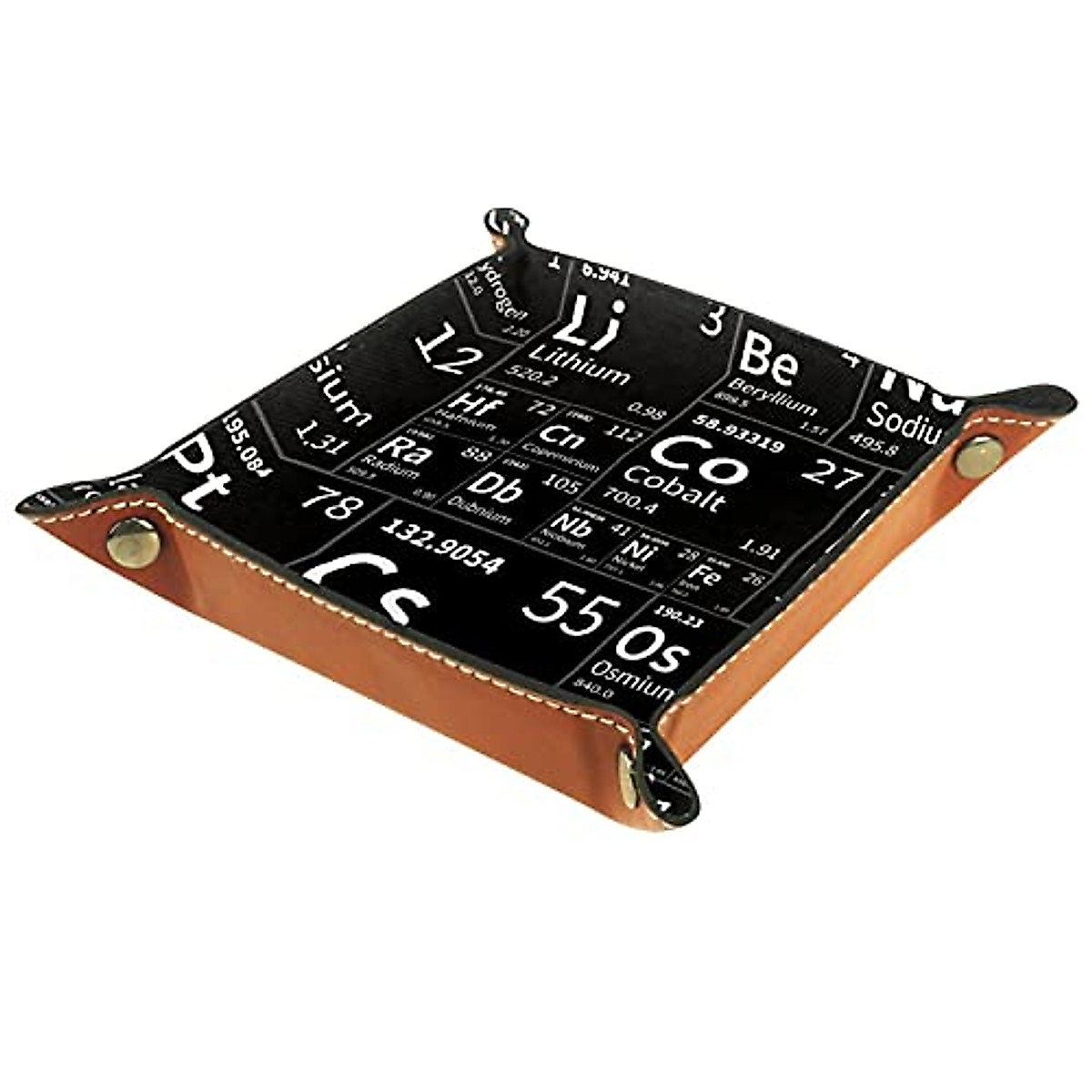 Valet Tray, PU Leather Catchall, Tray Organizer, Storage Box for Watches Jewelry Coins Key, Blackboard Periodic Table of Chemical Elements