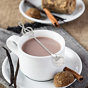 Honbay 6PCS Stainless Steel Coffee Spoons Musical Note Mixing Teaspoons Small Dessert Ice Cream Spoons for Home, School, Office or Restaurant (6.14")