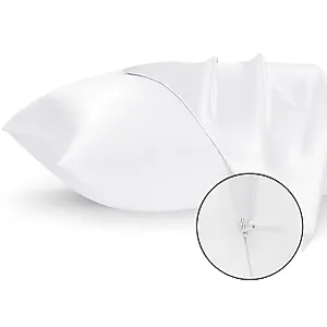 Bedsure Silky Satin Pillowcase for Hair - White Satin Pillow Cases Standard Size with Zipper 2 Pack, Upgraded Satin Similar to Silk Pillow Cases for Skin, Silky & Soft Pillow Covers, 20x26 Inches