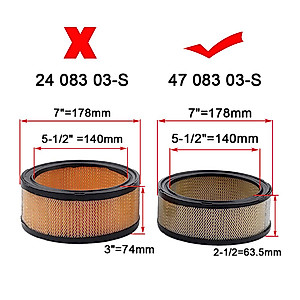 Fremnily 47-083-03-S1 Air Filter 24-083-02-S Pre Filter 12-050-01-S Oil Filter Spark Plug Compatible with Kohler CH18 CH20 CH22 CH23 CH25 CV18 CV20 CV22 CV23 CV25 M12 M14 Lawn Mower