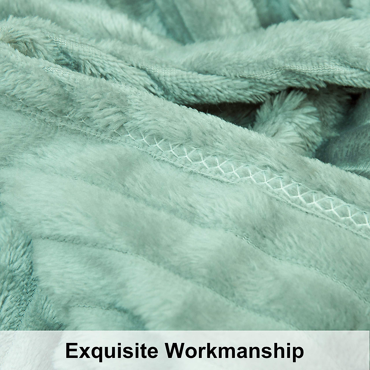 NTBAY Flannel Fuzzy Toddler Blanket, Fluffy Warm and Lightweight Reversible Stripes Design Baby Plush Blanket, 30x40 Inches, Mint