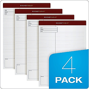 TOPS 77102 Docket Gold Planning Pad, Legal/Wide, 8 1/2 x 11 3/4, White, 40 Sheets, 4/Pack