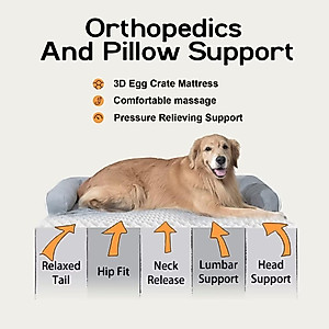 Large Dog Bed Orthopedic Washable - Beds Bolster - Medium XL XLarge Big Dogs - Memory Foam Couch Sofa - Waterproof with Removable Cover