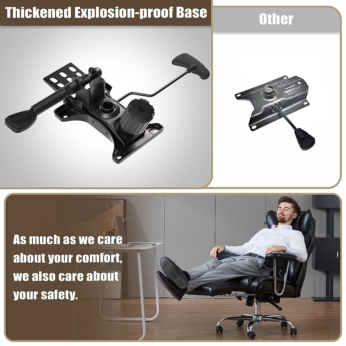 ZZW Executive Office Chair 400LBS Big and Tall Gaming Chair with Foot Rest Leather Office Chair with Armrests High Back Office Chair with Lumbar Support, Black