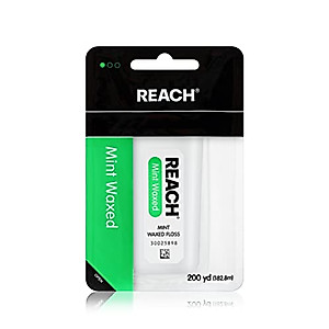 Reach Waxed Dental Floss for Plaque and Food Removal, Refreshing Mint Flavor, 200 Yards, 1 Count