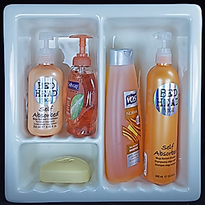 3 USA made Ceramic Recessed Shower Niche 3 compartment shampoo shelf. Easy Install, Easy Clean, Sanitary, Will not Rust or Black Mold, Holds 1-32 oz shampoo, conditioner bottles, Soap Holder 3C