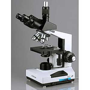 AmScope 40X-2000X LED Trinocular Biological Compound Microscope, White, T490B-LED