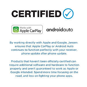 Jensen J1CA7W 7-inch Certified Apple CarPlay Android Auto Wired or Wireless | Double DIN Touchscreen Car Stereo Radio | Bluetooth | Backup Camera Input | USB Playback & Charge | Sirius XM Ready