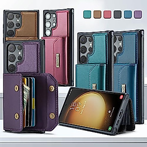 Strapurs Samsung Galaxy S23 Ultra Case, Samsung Galaxy S23 Ultra Case Wallet with Card Holder, Phone Case for Samsung S23 Ultra 5G Protective Shockproof Premium Leather Cases for Women Men,Purple
