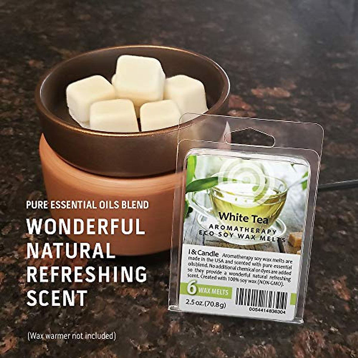 I & Candle, (Set of 4) Orange & Citrus / Lavender / Citronella & Lemongrass / White Tea Aromatherapy Wax Melts. 100% Soy Wax Non-GMO. Made in the USA