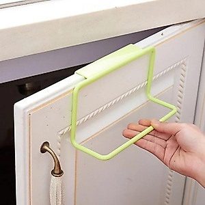 Typutomi 2Pcs Kitchen Cabinet Rag Towel Rack, No Punching Plastic Storage Hanging Rack Towel Bar Shelf Hand Towels Holder for Bathroom,Kitchen,Living Room(Blue&Green)