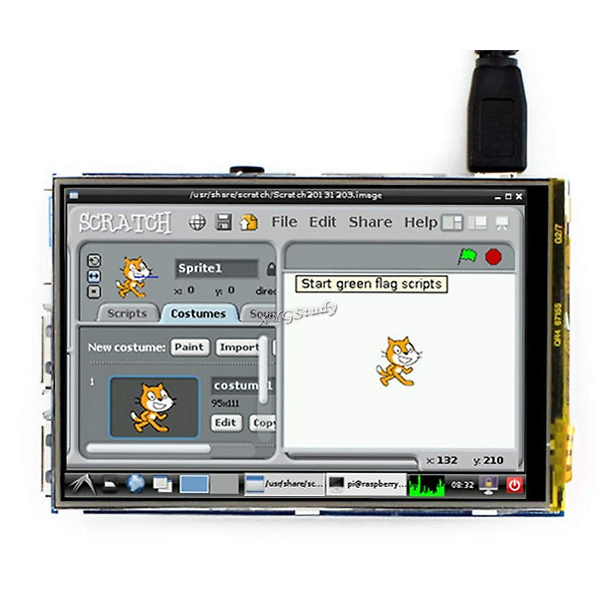3.5 inch 320*480 Resistive Touch Screen TFT XPT2046 LCD compatible with Raspberry Pi 1/2/3 Model B B+ A+ Raspbian Video Photo Display System @XYGStudy