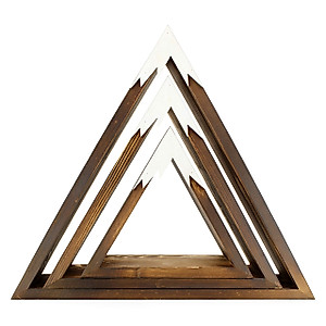 AuldHome Design Rustic Boho Mountain Shelves (Nesting Set of 3); Mountain-Shaped Wooden Floating Decorative Shelves