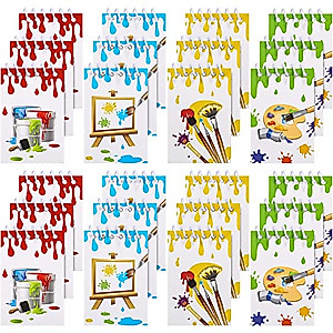 24 Pieces Mini Notebooks Paint Art Party Favors Mini Spiral Notepad Painting Brushes Drawing Board Palette Memo Art Themed Party Favor Painting Party Supplies Children Classroom Rewards for Boys Girls