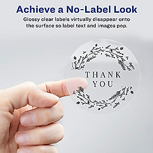 Avery Printable Round Labels with Sure Feed, 2" Diameter, Glossy Clear, 120 Customizable Labels (22825)