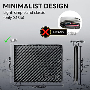 Travelambo Black Wallet for Men, Premium Classic Leather RFID Blocking Mens Wallet, 10 Credit Card Holder Minimalist Front Pocket, Mens Bifold Wallet with 2 ID Window