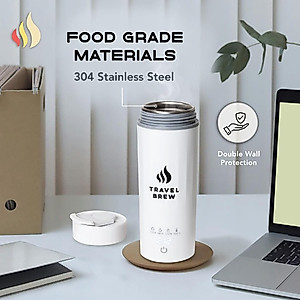 TRAVEL BREW Portable Travel Kettle with Tea Infuser- Mini Electric Kettle with 4 Temperature Settings, with Auto Shut-Off & Boil Dry Protection