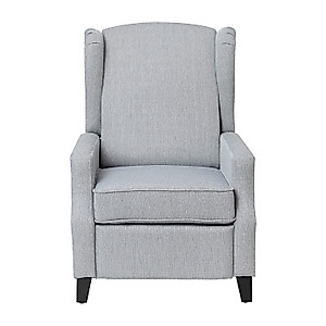 Flash Furniture Prescott Polyester Fabric Upholstered Slim Wingback Recliner, Modern Pushback Recliner Chair with Pocket Spring Seat, Gray