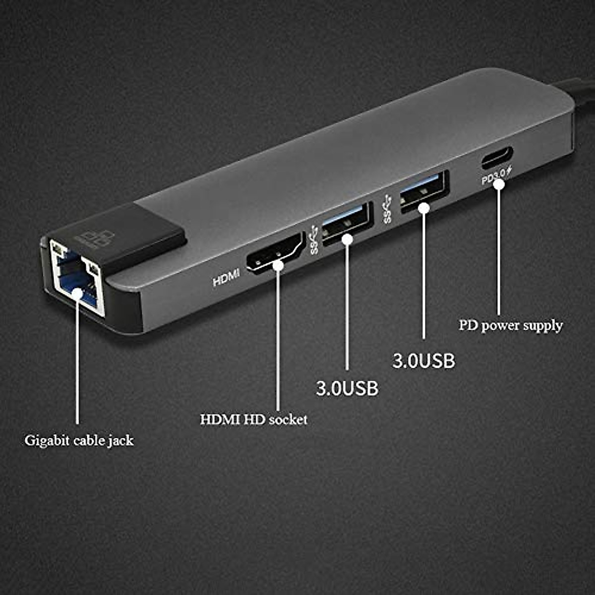 XUNMAIFHB Portable Docking Station,Type c to HDMI 3.0 Splitter with PD Powered RJ45 Network Card Converter Multi-Function Docking SD/TF/HDMI high-Definition Interface Fast Transmission
